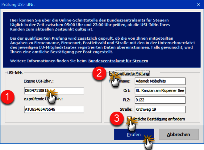 Ausländische Steuernummern prüfen