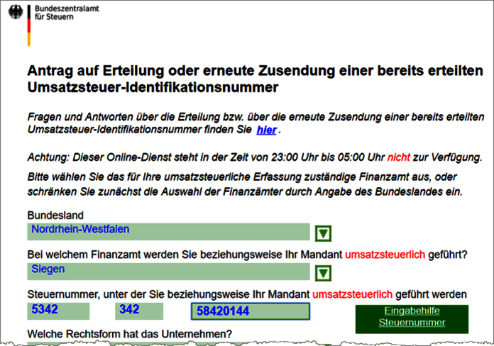 Ausländische Steuernummern prüfen